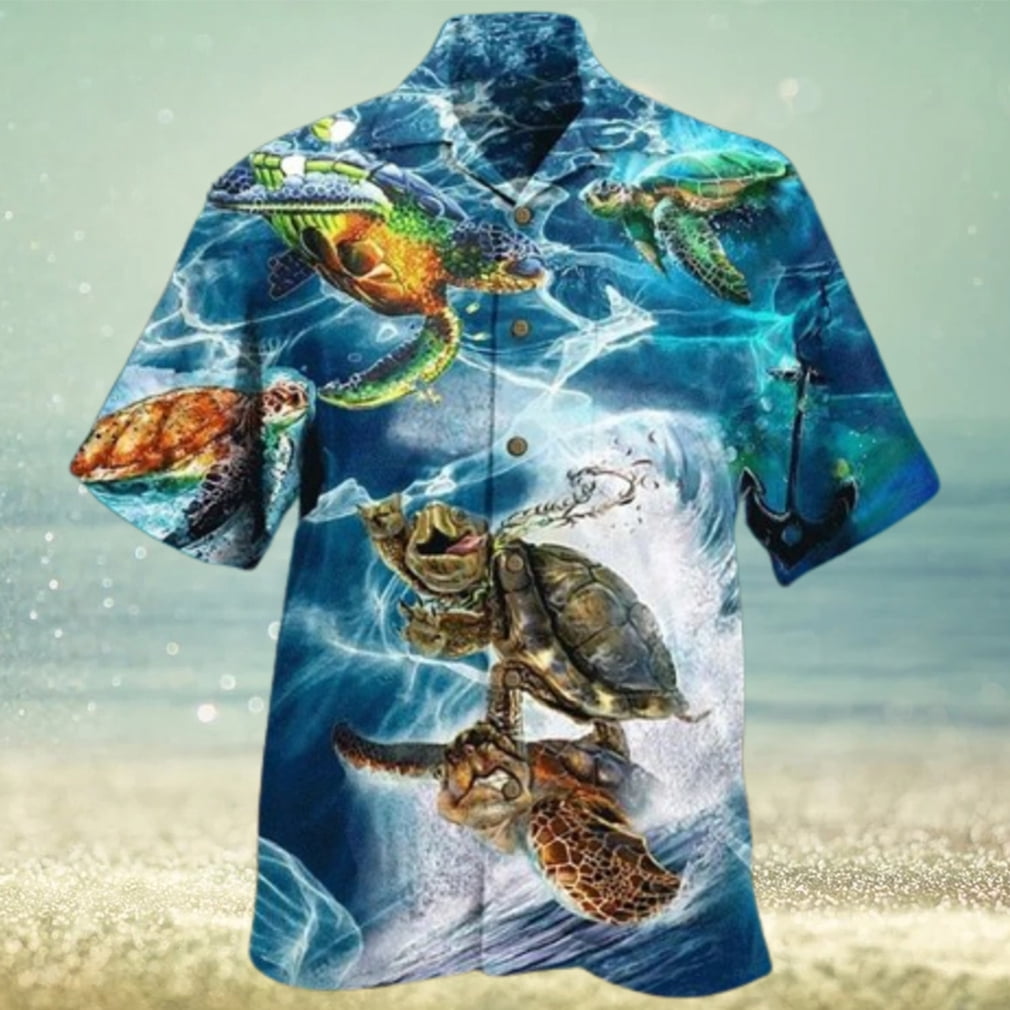 Sea Turtle Hawaiian Shirt Surfing Sea Turtle Aloha Shirt - Walmart.com
