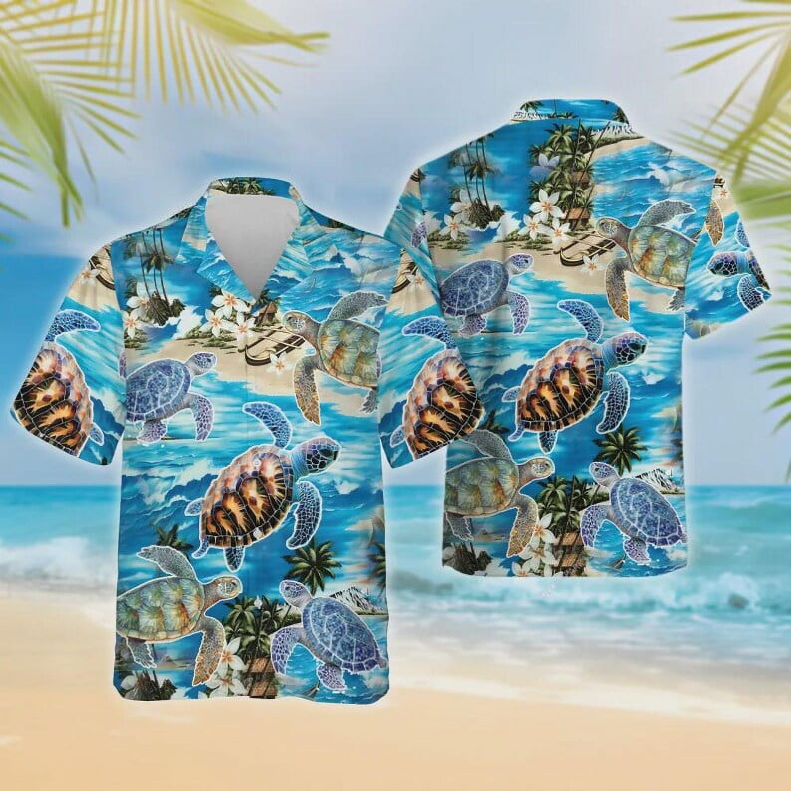 Sea Turtle Hawaiian Shirts, Tropical Island Shirts, Ocean Turtle Aloha ...