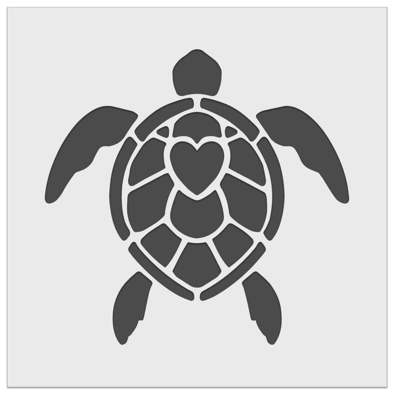 Sea Turtle Heart in Shell DIY Cookie Wall Craft Stencil - 9.0 Inch ...