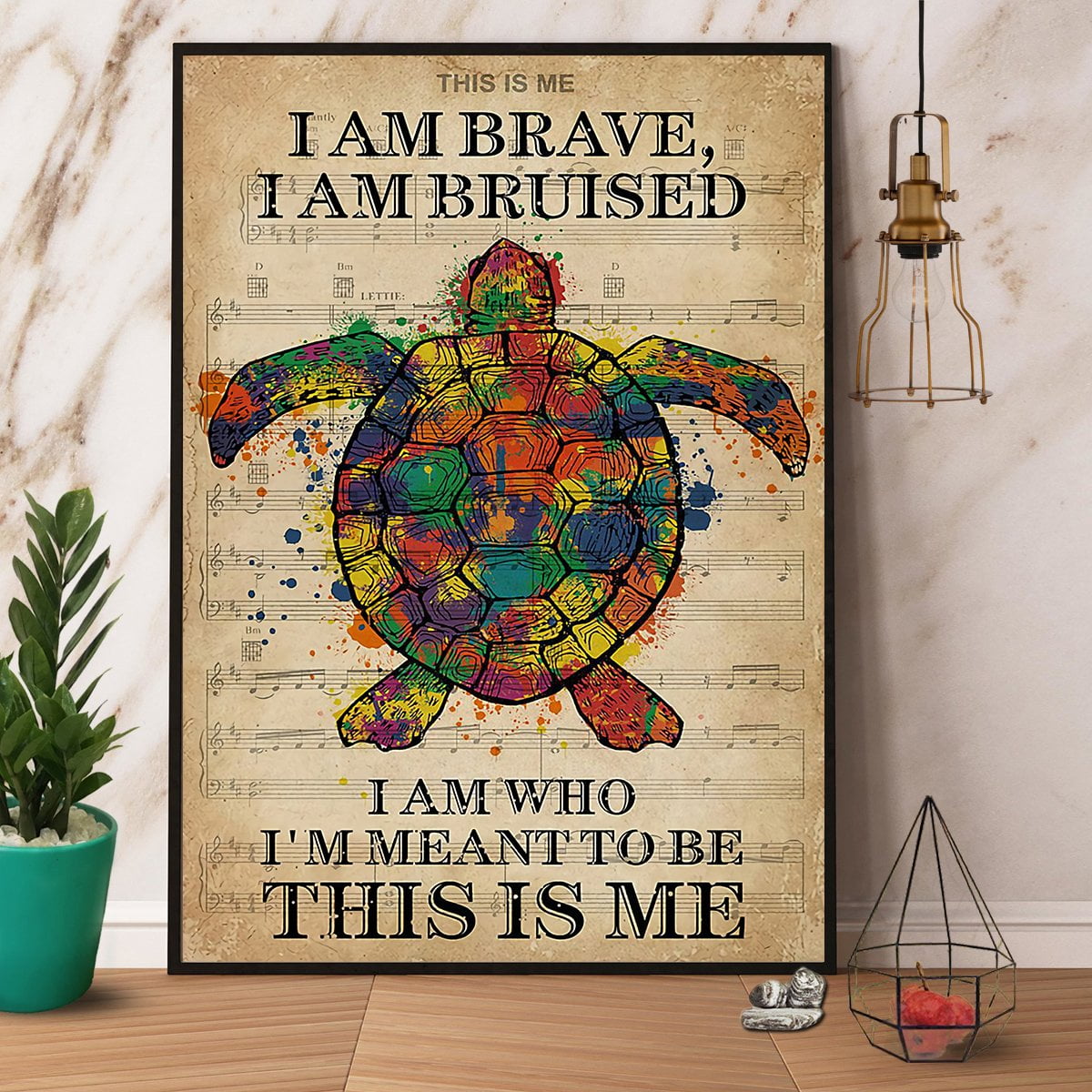Sea Turtle I Am Brave I Am Bruised Paper Poster No Frame Matte Wall Art ...