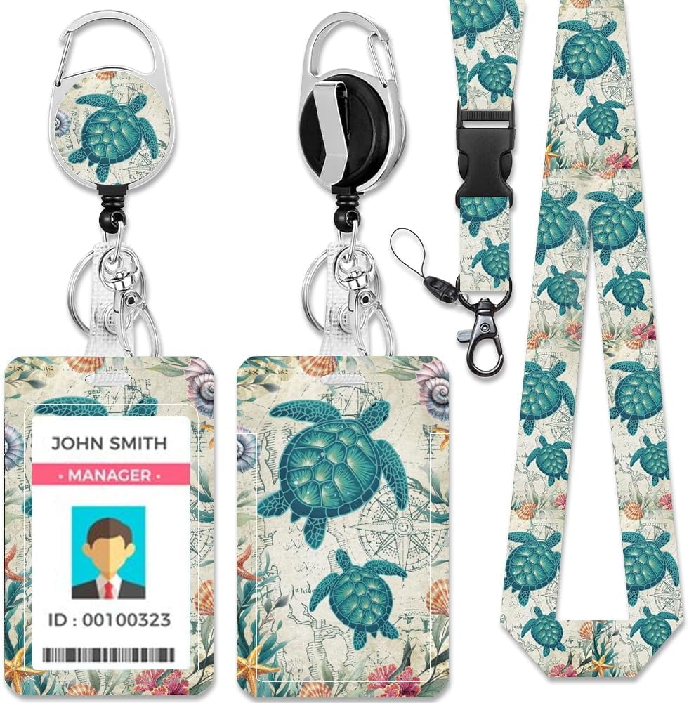 Sea Turtle ID Badge Holders Rectangle Plastic Name Tag Marine Animal ID ...