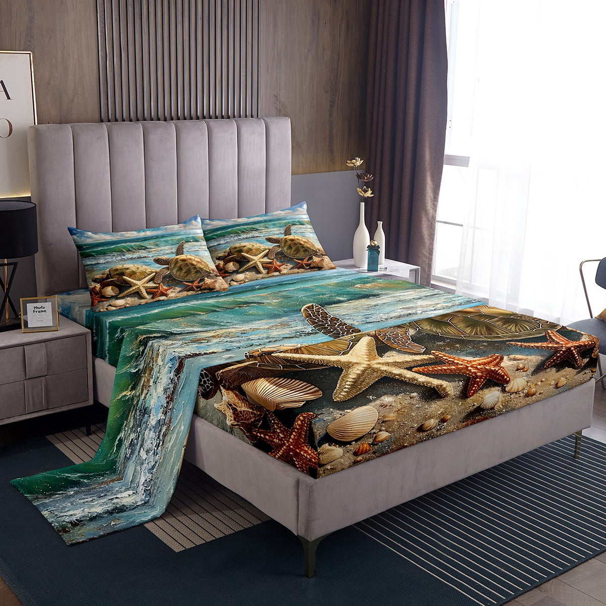 Sea Turtle King Bed Sheets Set,Sea Animal Ocean Life Bedding Set ...