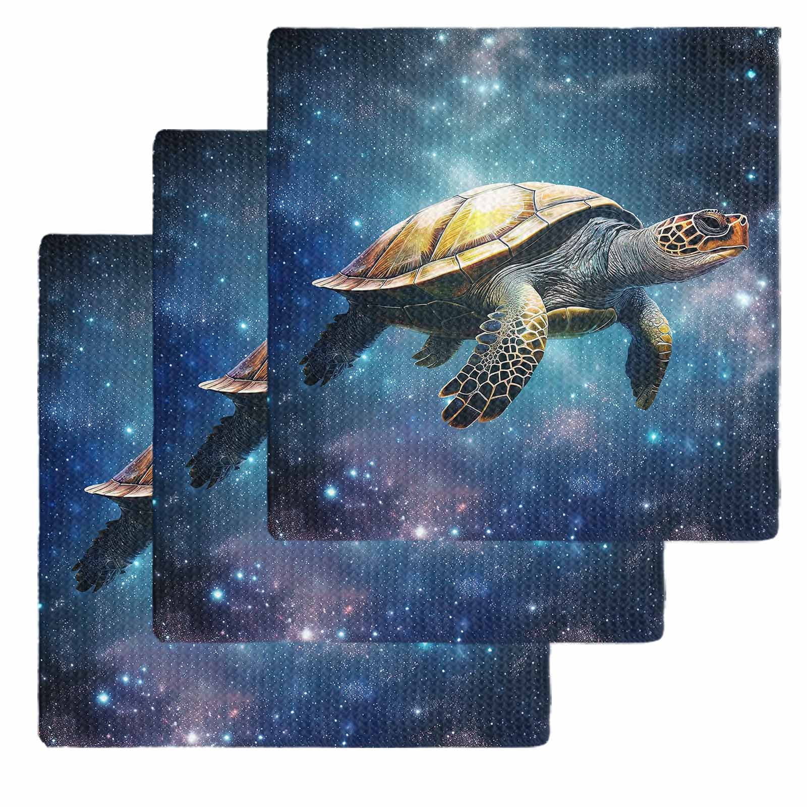 Sea Turtle Kitchen Dish Towels for Drying Dishes Set of 3, Coastal Blue ...