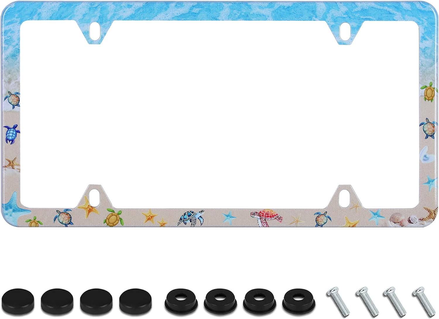 Sea Turtle License Plate Frame Hawaii Beach Turtles Animal License Plate Holder Stainless Steel ...