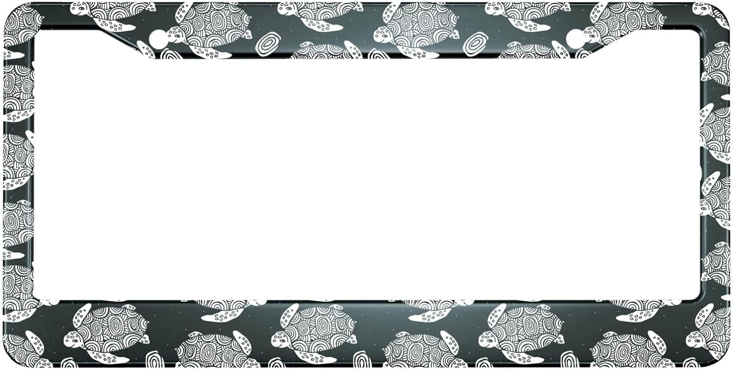 Sea Turtle License Plate Frame Line Turtle Black and Metal License ...