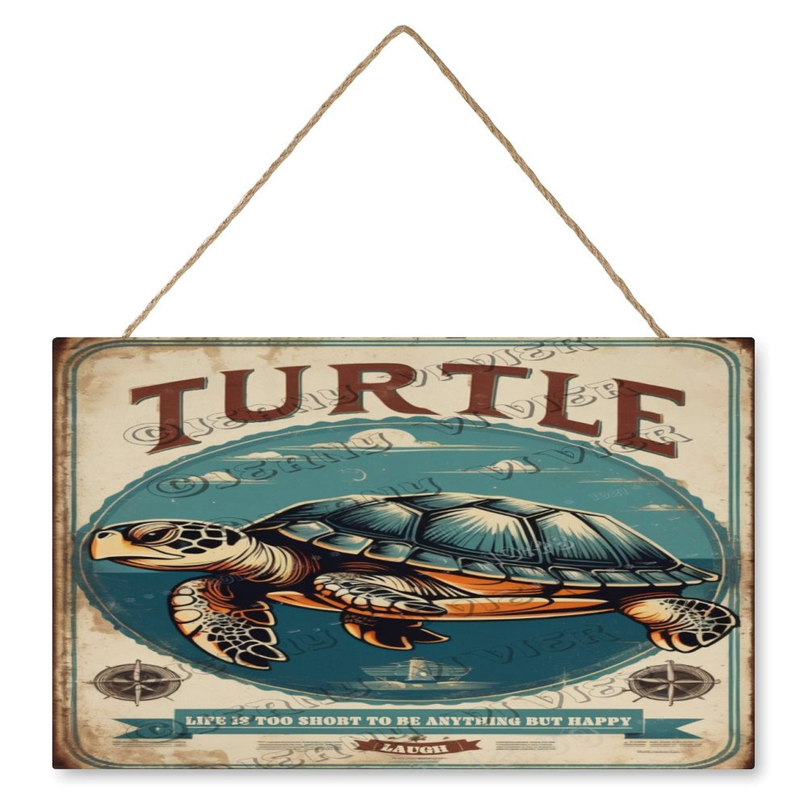 Sea Turtle Life Is Too Short to Be Anything But Happy Wooden Hanging ...
