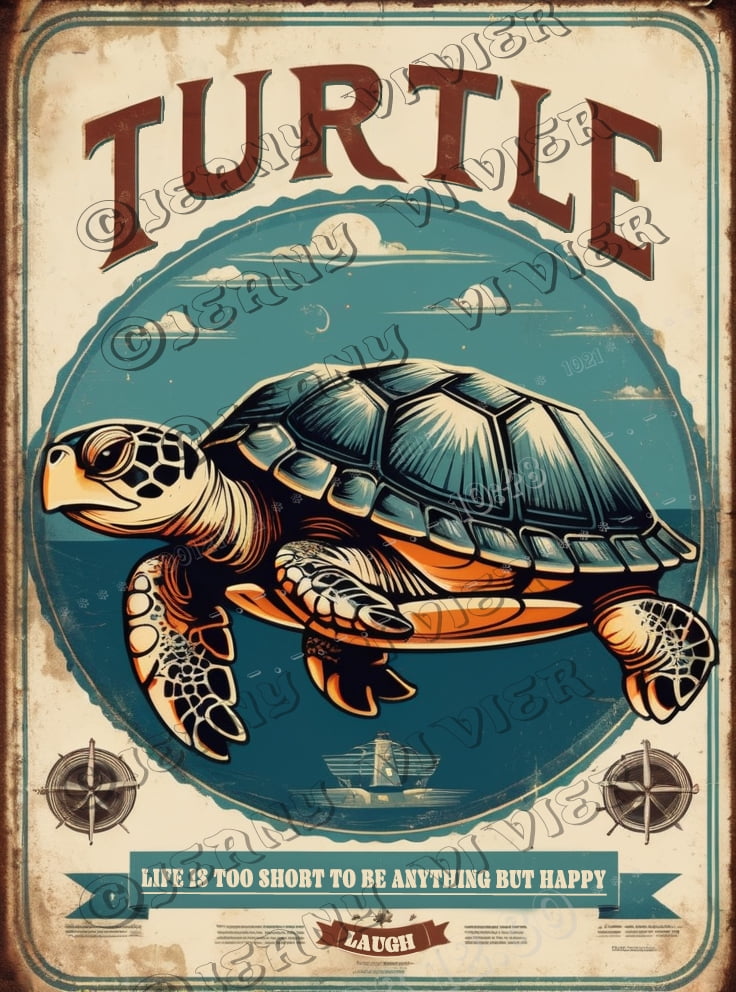 Sea Turtle Life Is too Short to be Anything But Happy Aluminum Sign 5 ...