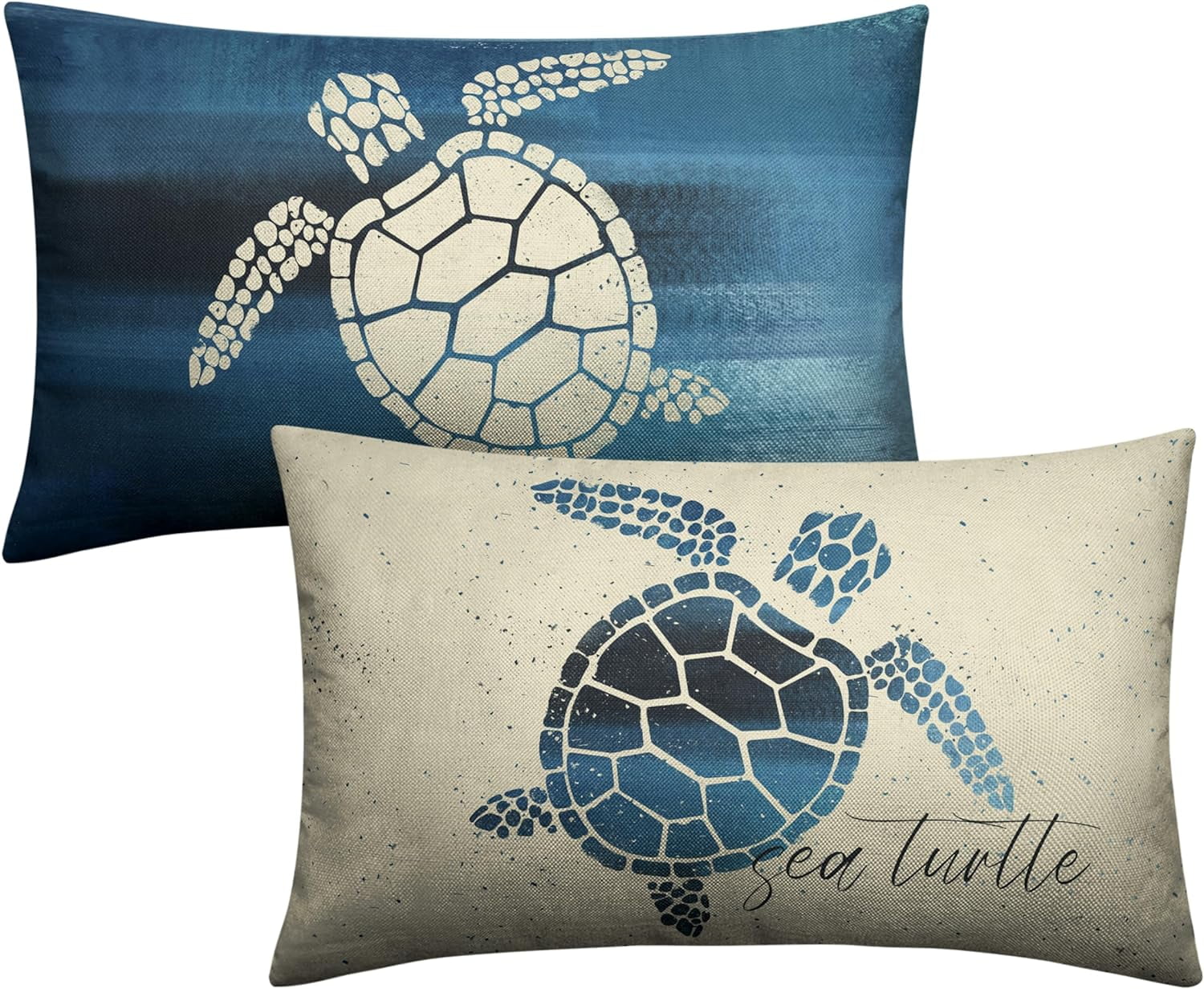 Sea Turtle Lumbar Pillow Covers Beach Ocean Themed Rectangle Waist ...