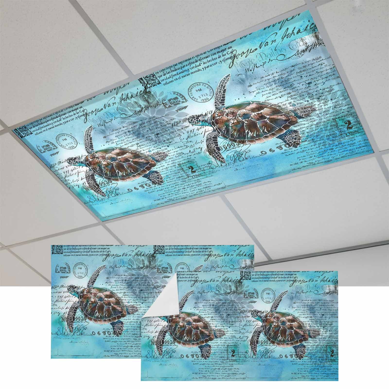 Sea Turtle Magnetic Fluorescent Light Covers for Ceiling Lights 2x4Ft ...