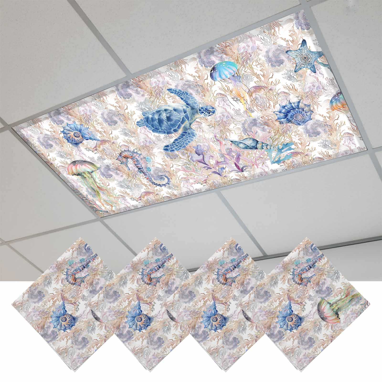 Sea Turtle Magnetic Fluorescent Light Covers for Ceiling Lights 2x4Ft ...