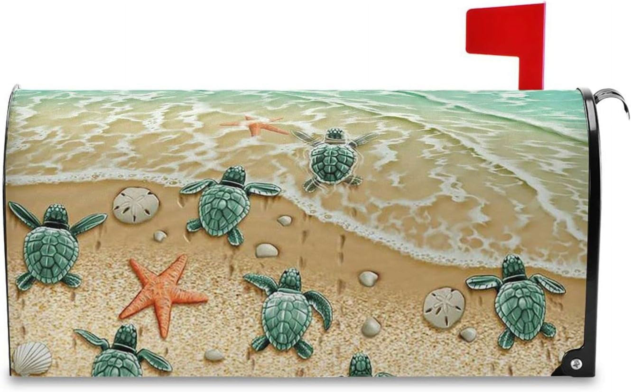 Sea Turtle Magnetic Mailbox Cover Sea Turtles and Starfish Ocean Beach ...