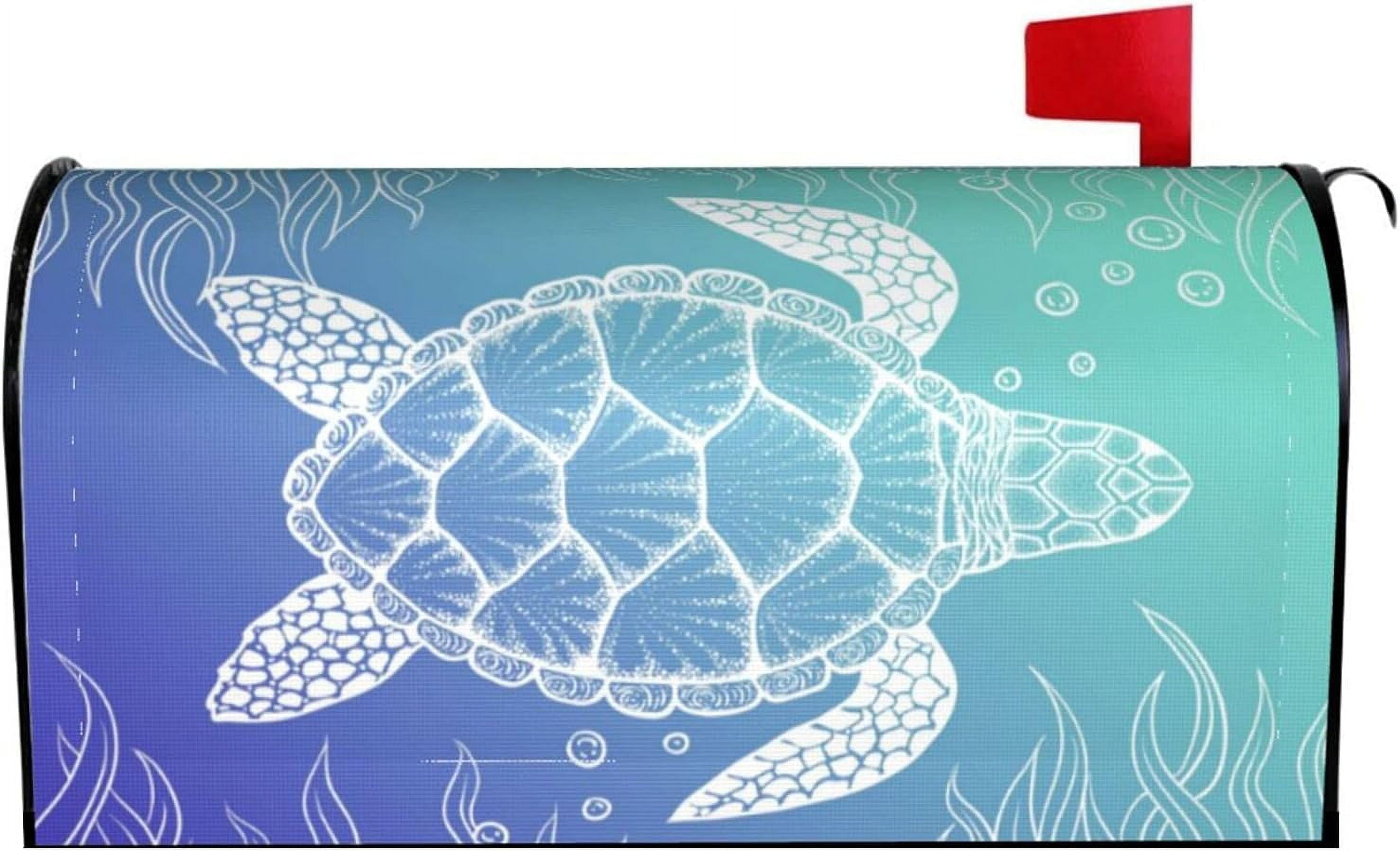 Sea Turtle Mailbox Cover Magnetic Ocean Theme Mailbox Wraps Post Box ...