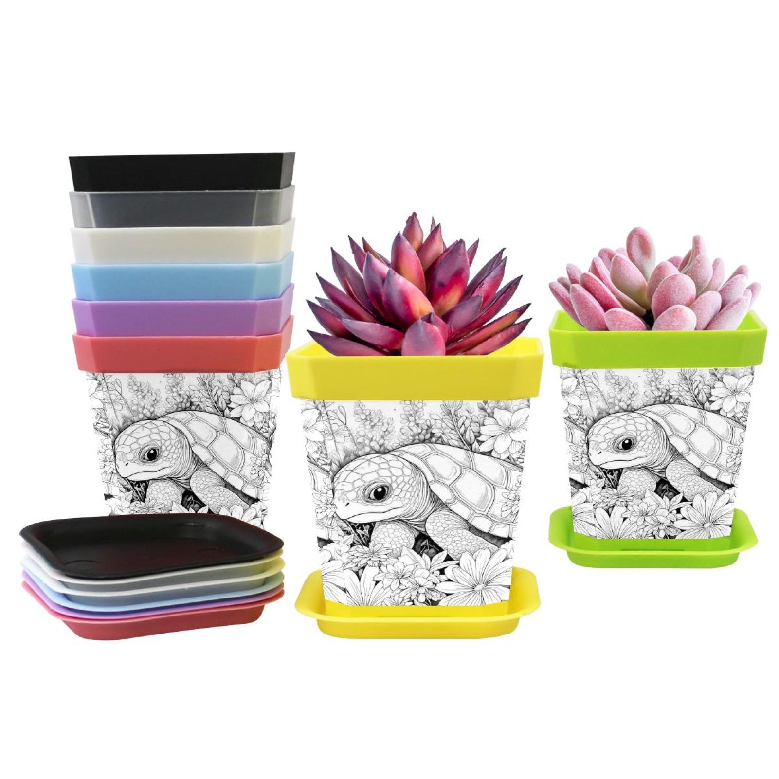 Sea Turtle Marine (3) Caribbean Planter 8PCS Pots - Lightweight Indoor ...