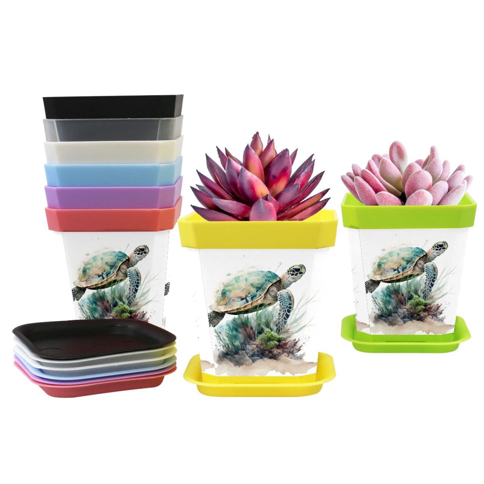 Sea Turtle Marine Beachfront Development Caribbean Planter 8PCS Pots ...