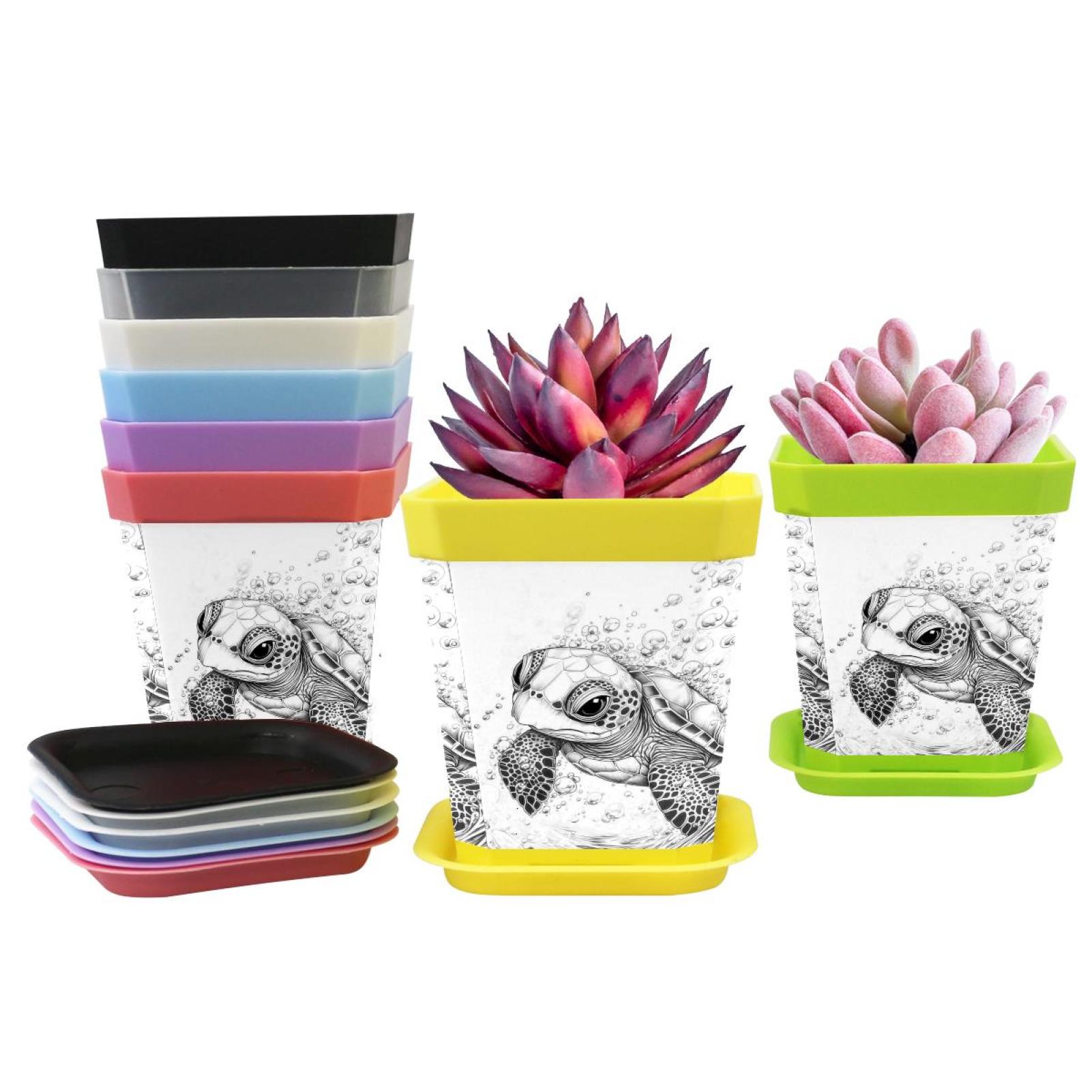 Sea Turtle Marine Beauty Caribbean Planter 8PCS Pots - Lightweight ...