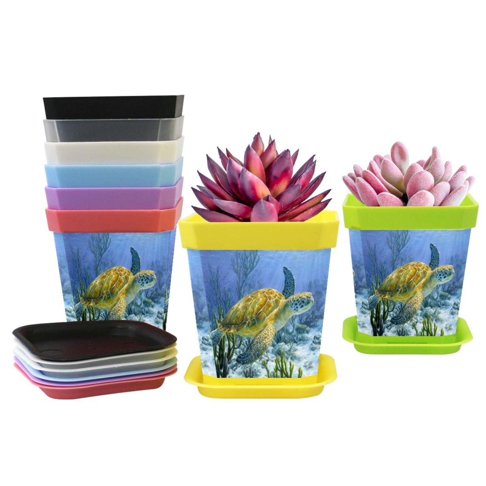 Sea Turtle Marine Bliss Caribbean Planter 8PCS Pots - Lightweight ...