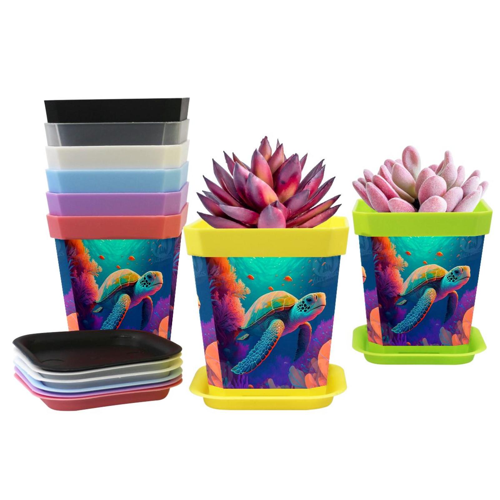 Sea Turtle Marine Calm Caribbean Planter 8PCS Pots - Lightweight Indoor ...