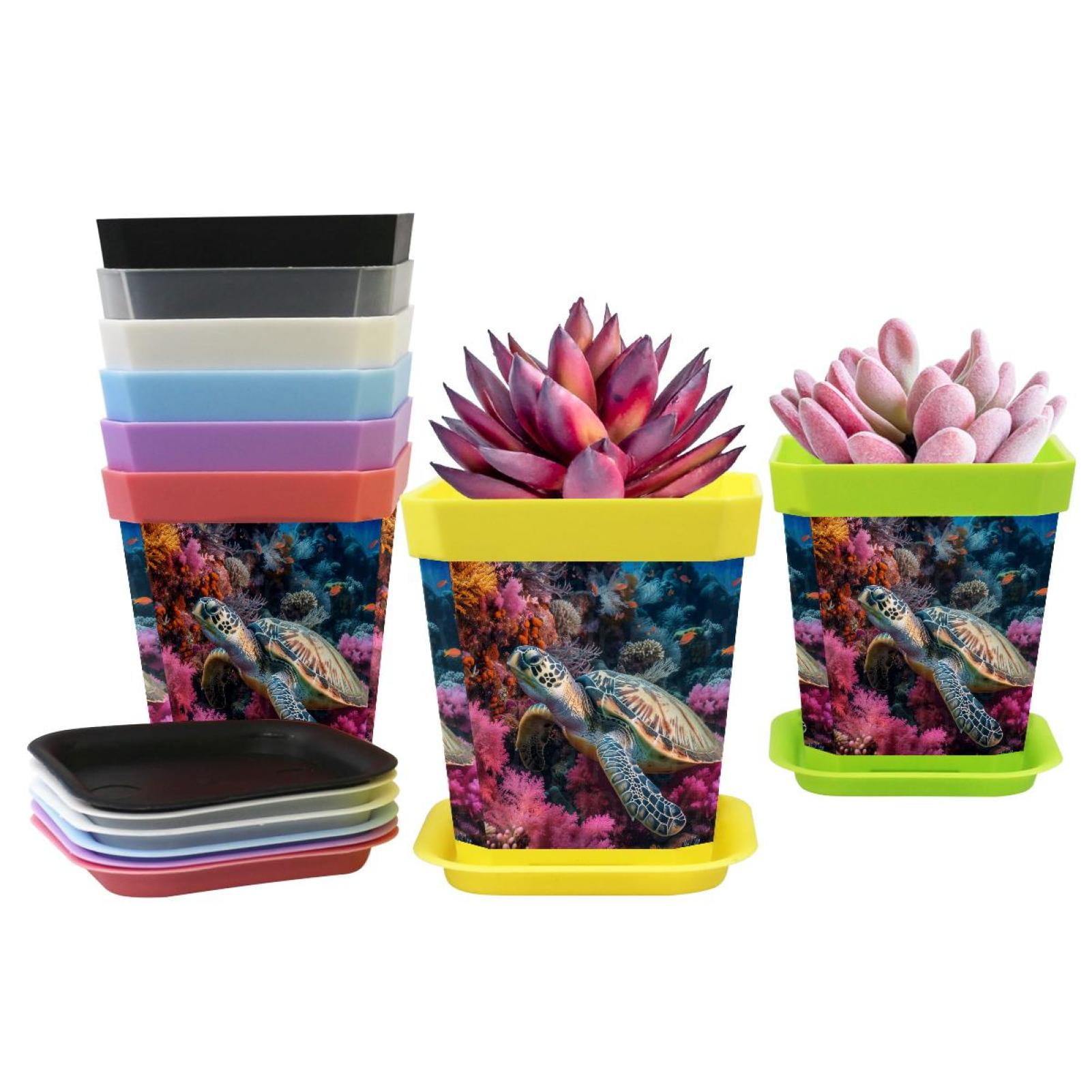 Sea Turtle Marine Echo Caribbean Planter 8PCS Pots - Lightweight Indoor ...