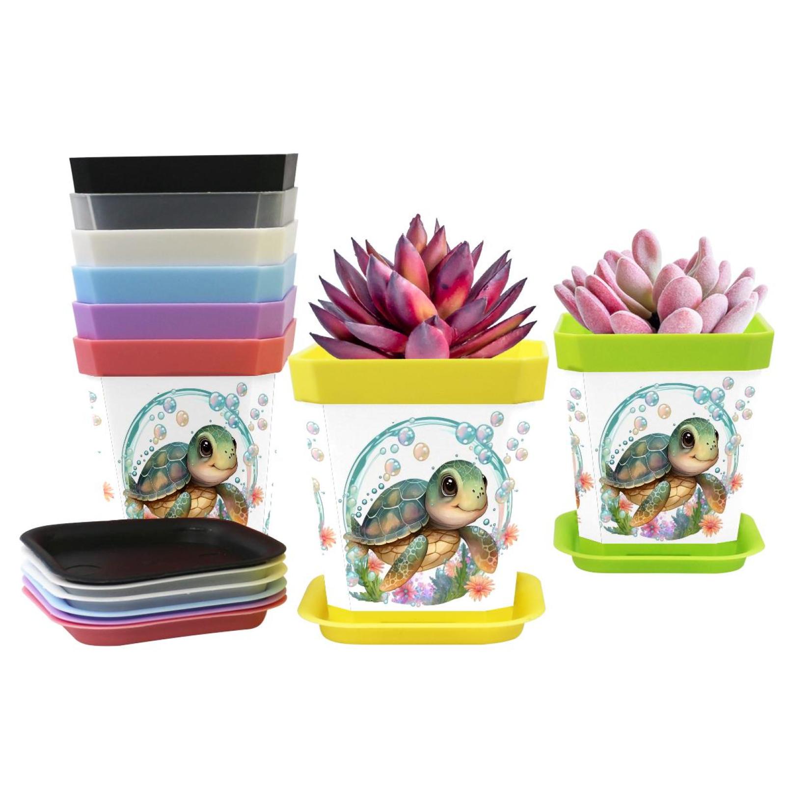 Sea Turtle Marine Fishing Regulations Caribbean Planter 8PCS Pots ...