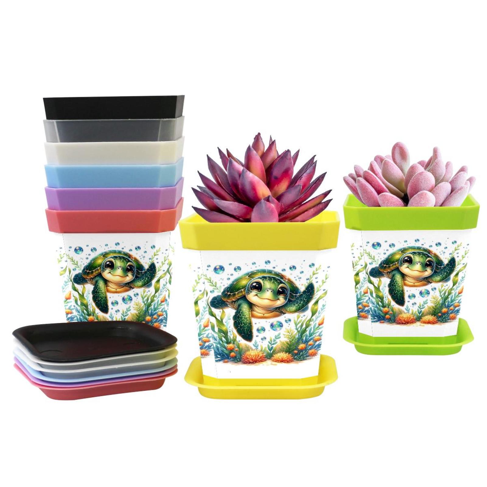 Sea Turtle Marine Oxygen Consumption Caribbean Planter 8PCS Pots ...