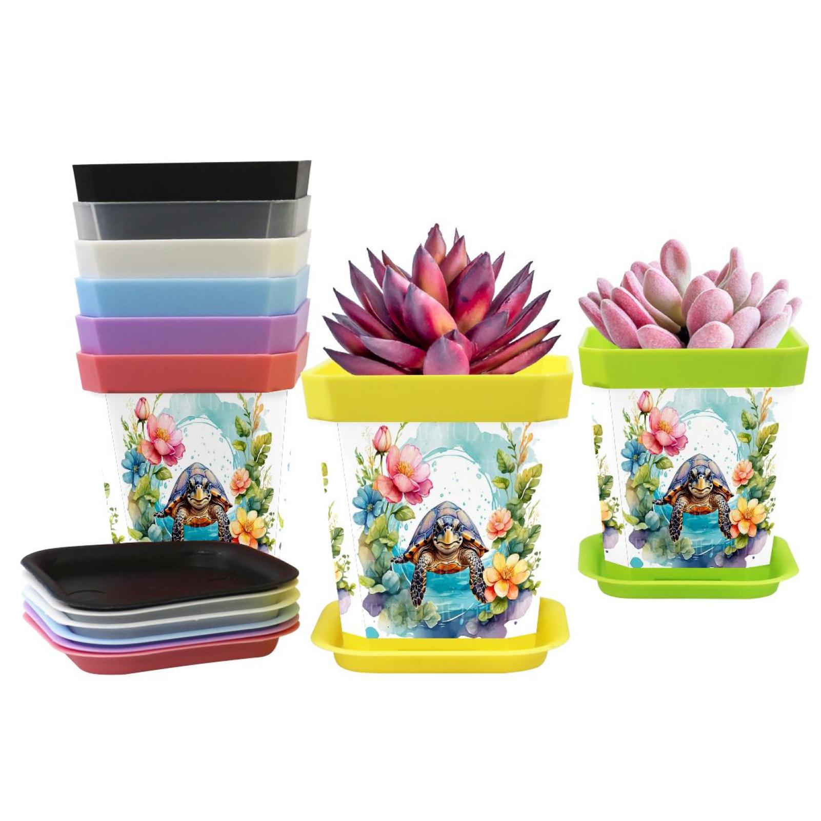 Sea Turtle Marine Predators Caribbean Planter 8PCS Pots - Lightweight ...