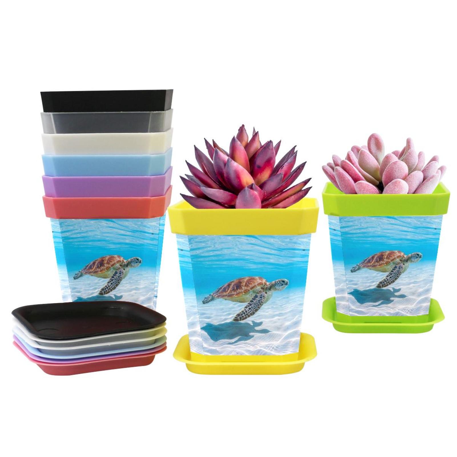 Sea Turtle Marine Wisdom Caribbean Planter 8PCS Pots - Lightweight ...