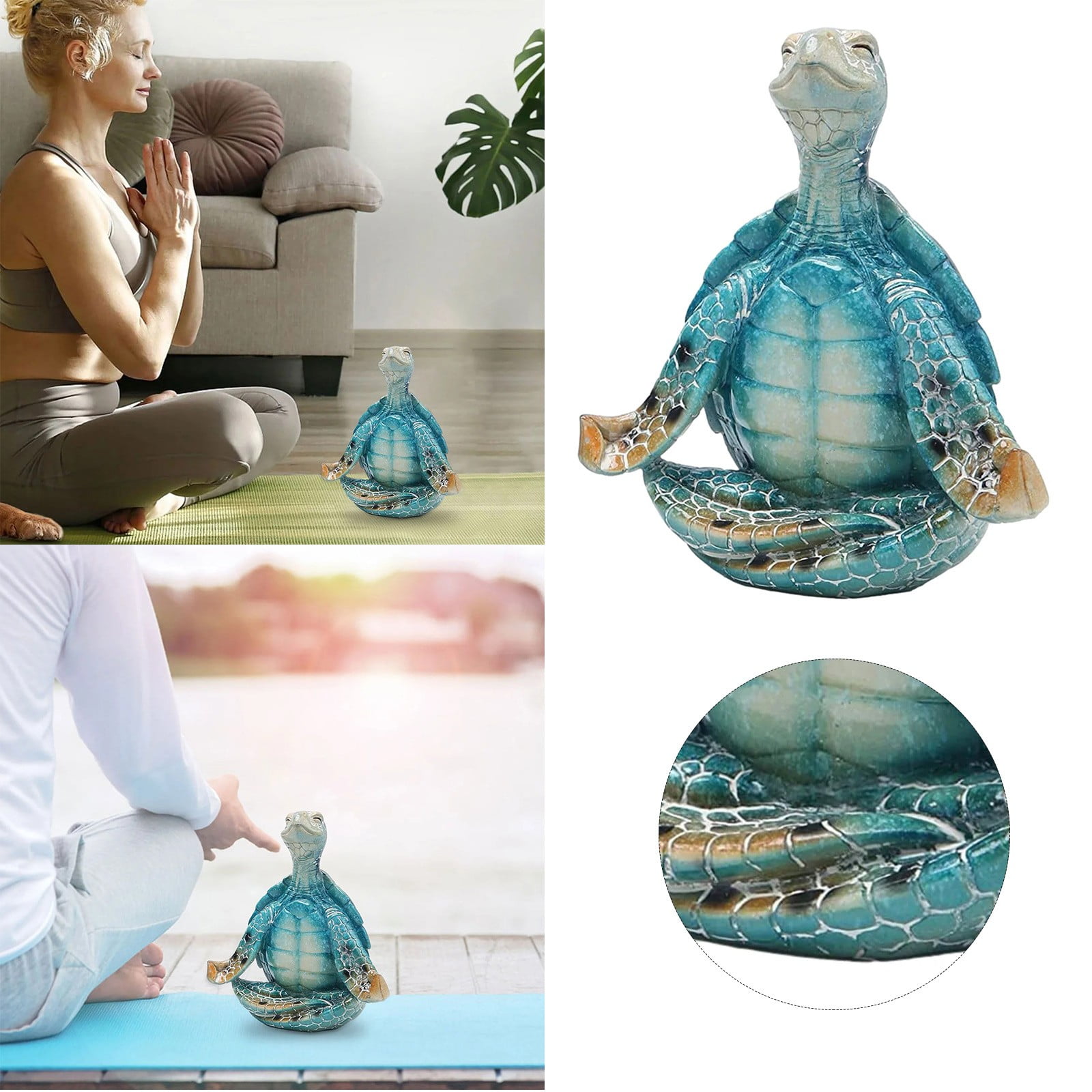 Sea Turtle Meditation Yoga Decor Meditating Yoga Statues Resin Turtle ...
