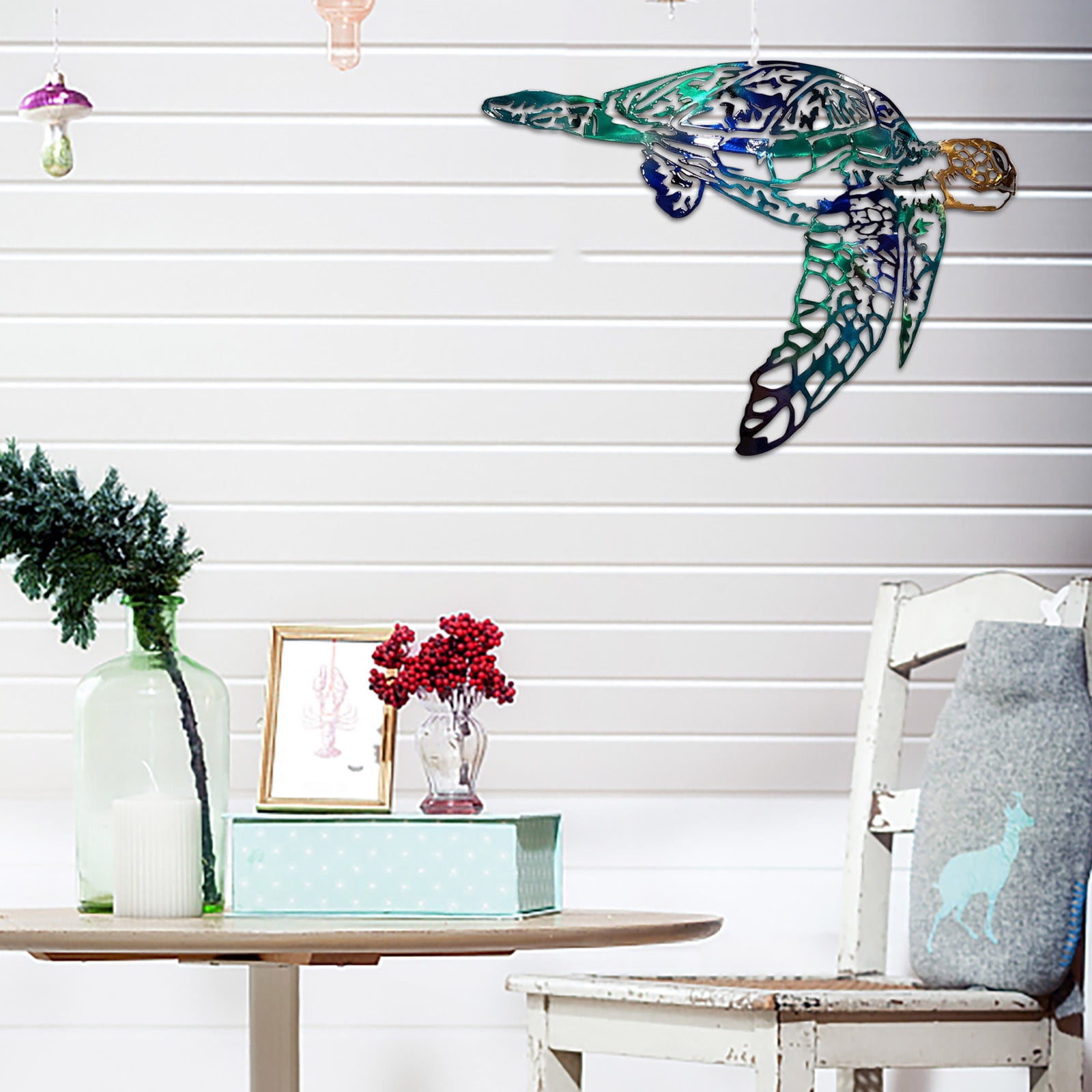 Sea Turtle Metal Wrought Iron Silhouette Garden Decoration, Handcrafted ...