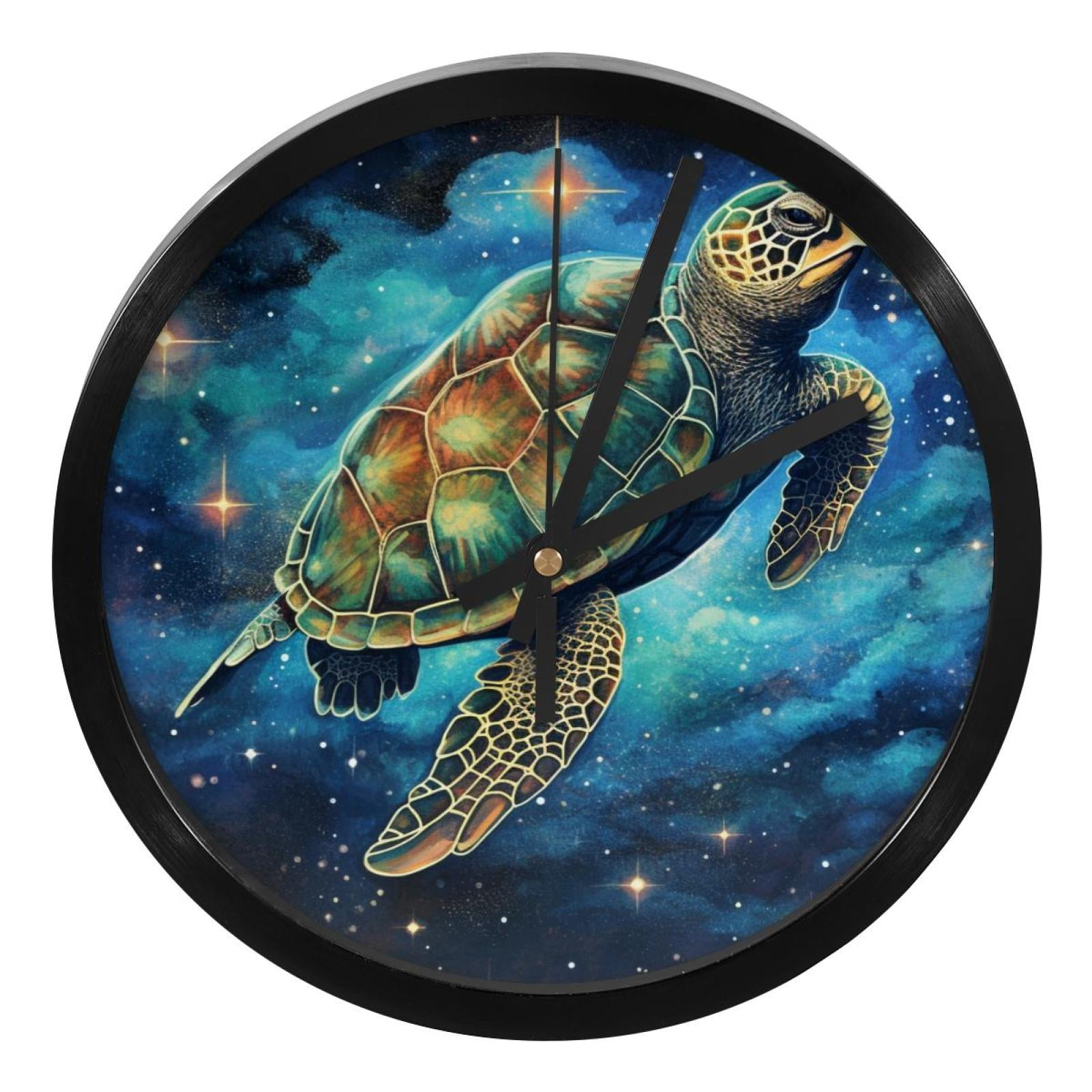 Sea Turtle Modern Wall Clock, 9.8 Inches, Silent Non-Ticking Round ...