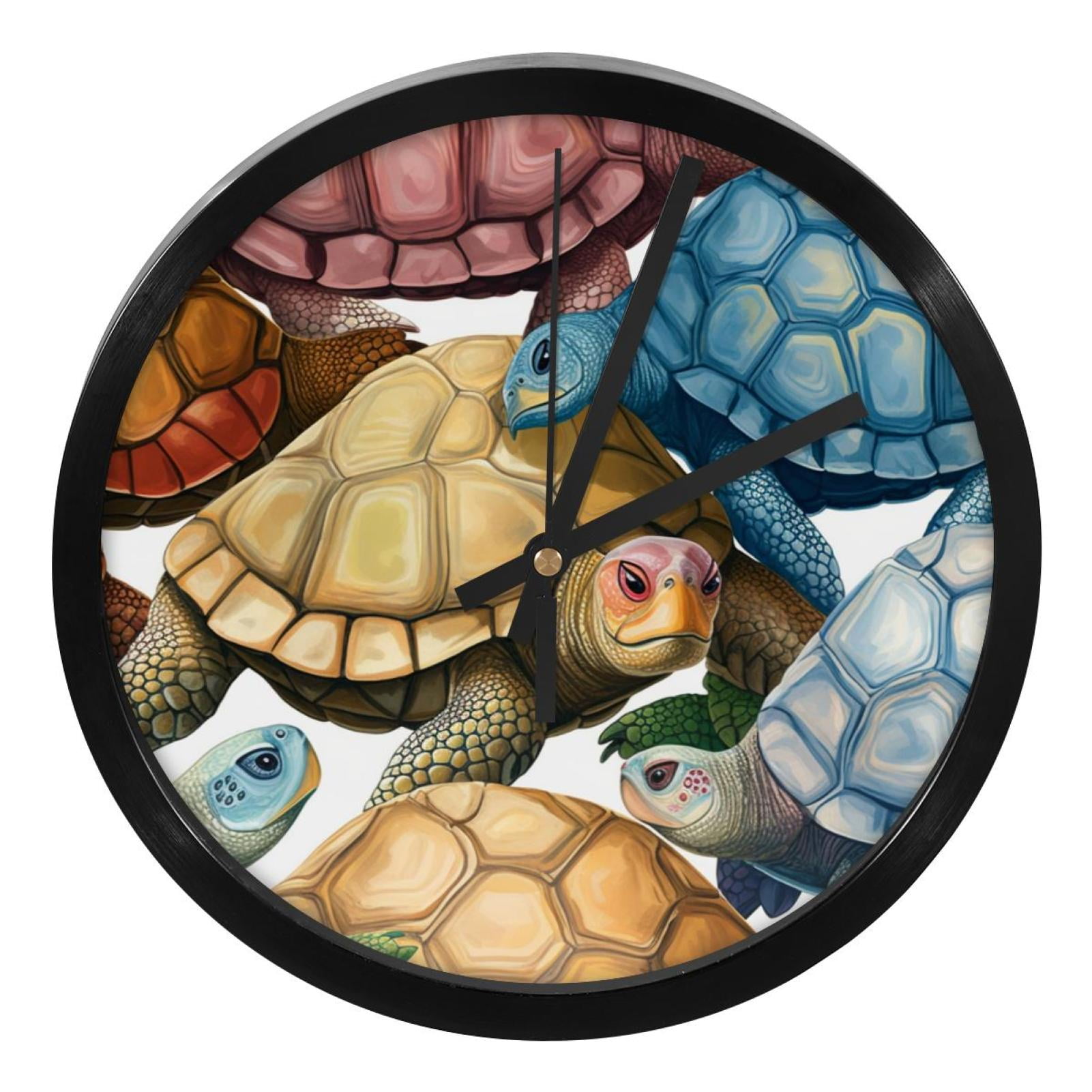 Sea Turtle Modern Wall Clock, 9.8 Inches, Silent Non-Ticking Round ...