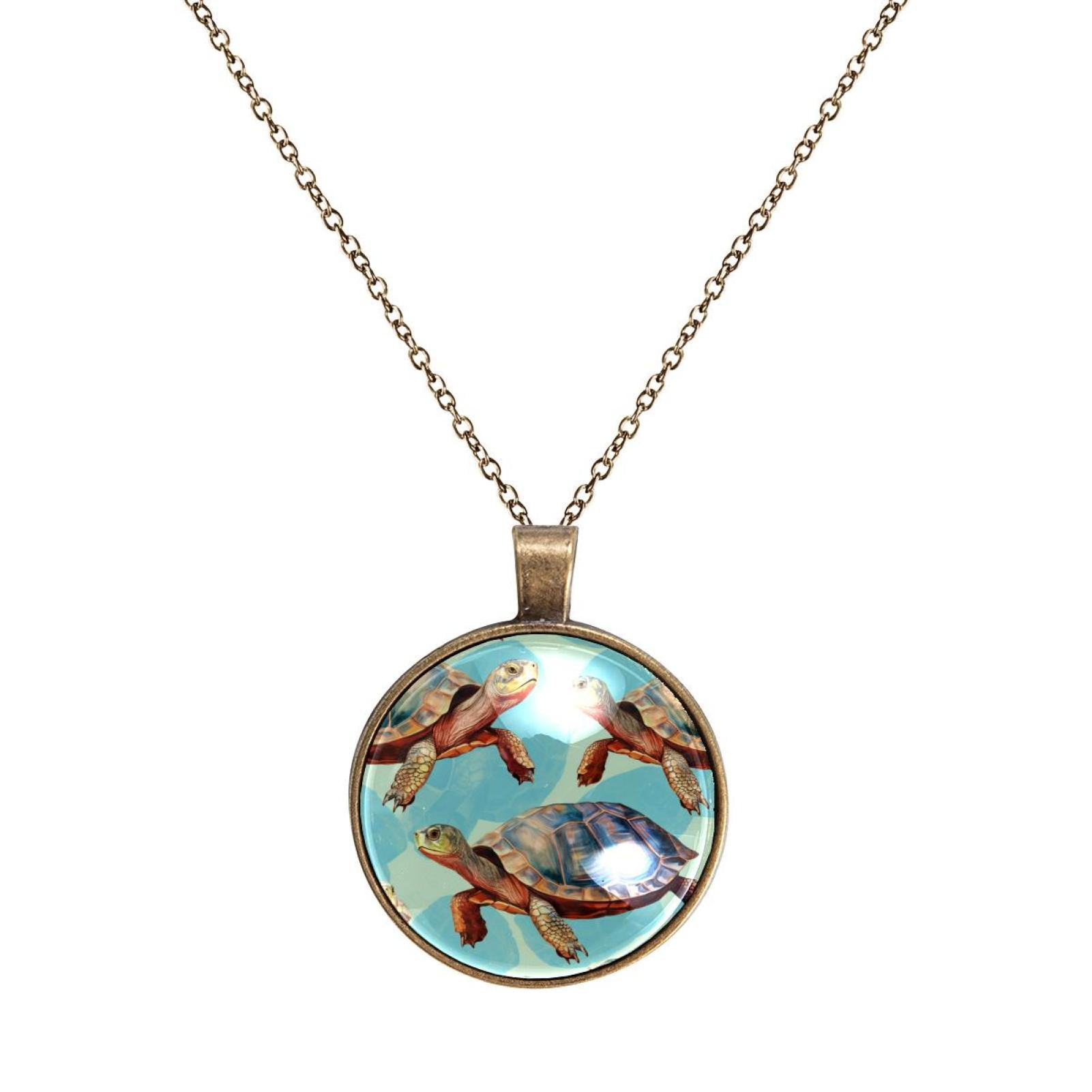 Sea Turtle Necklace Personalized Custom Photo Round Pendant Adjustable ...