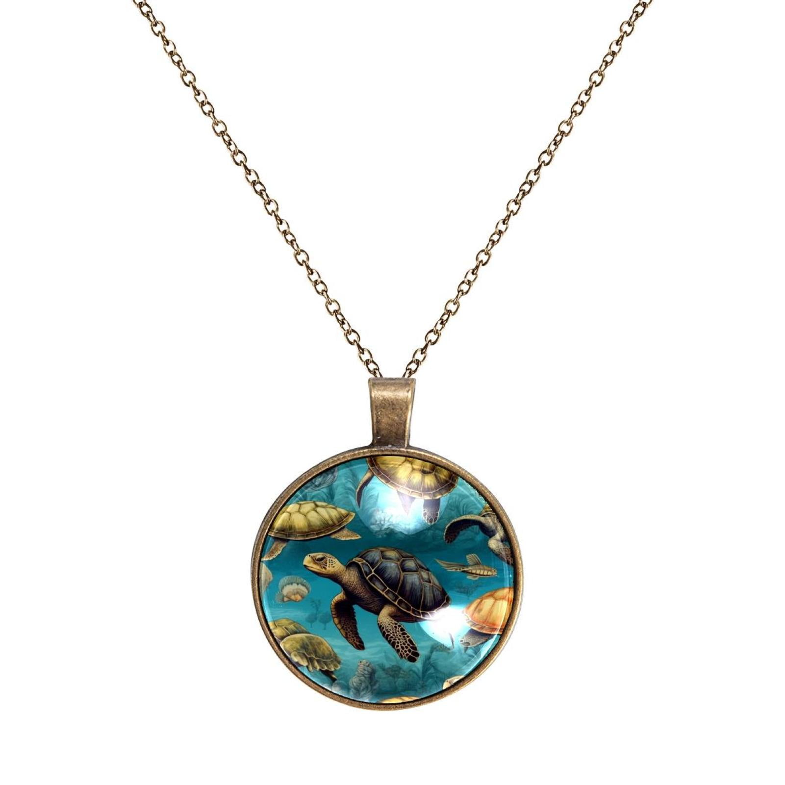 Sea Turtle Necklace Personalized Custom Photo Round Pendant Adjustable ...