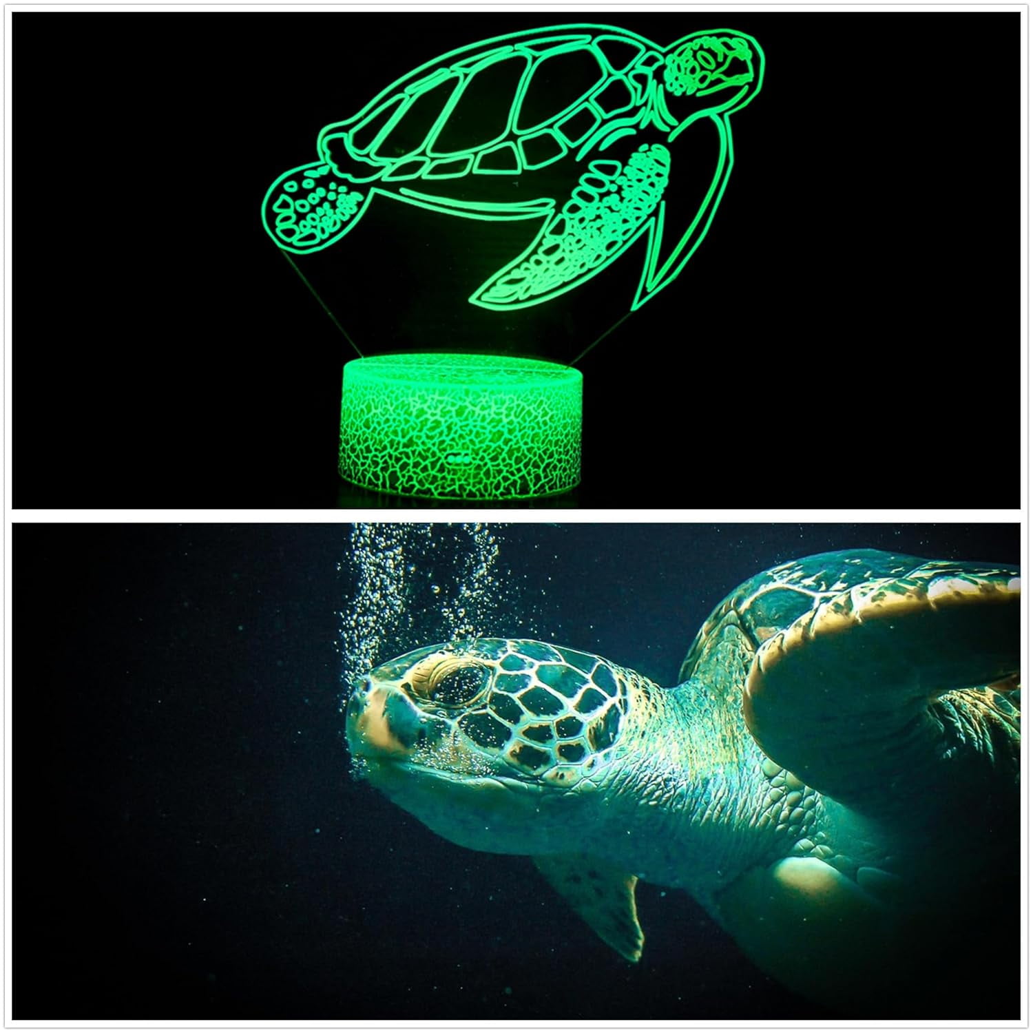 Sea Turtle Night Light for Boys Girls Bedroom, 3D Illusion Lamp 16 ...