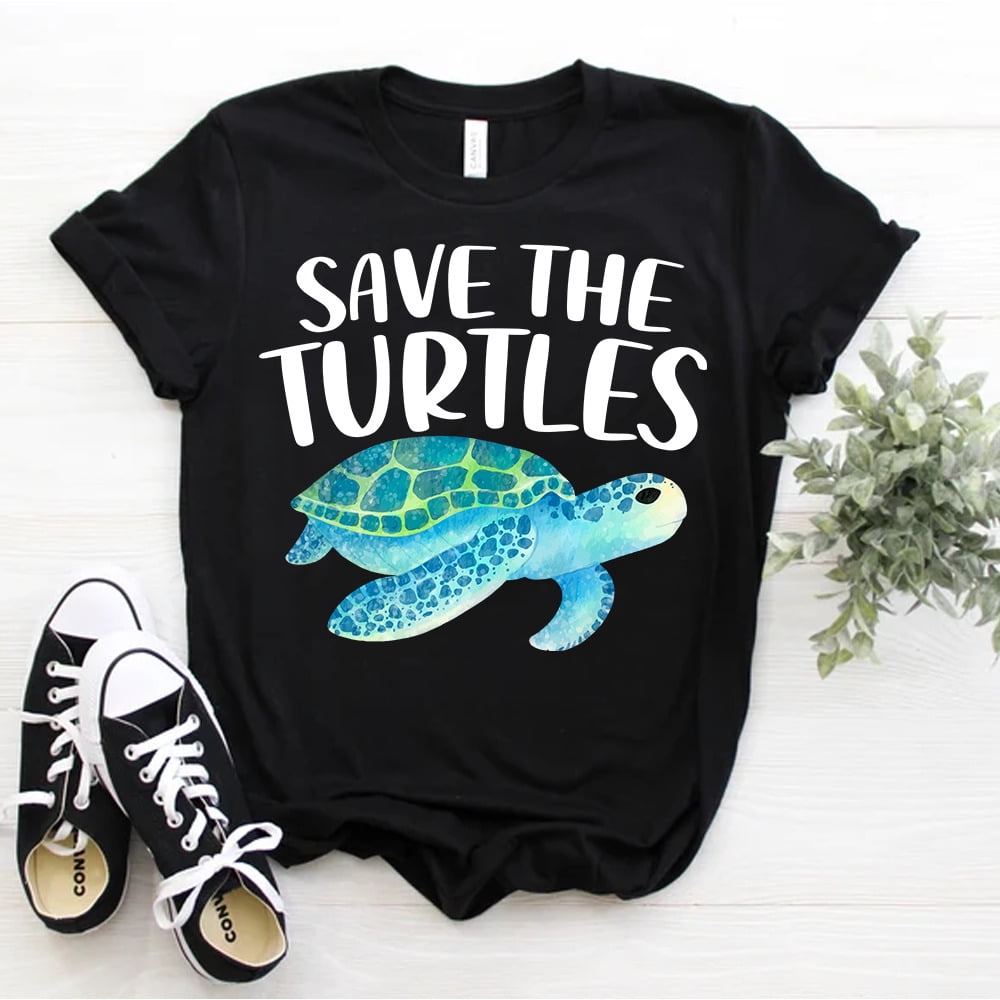 Sea Turtle Ocean Animal Rights Watercolor Save the Turtles T-Shirt ...