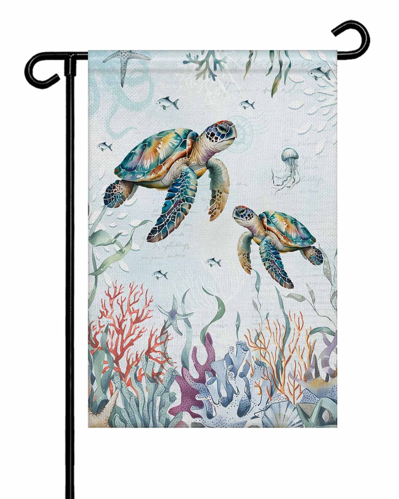 Sea Turtle Ocean Garden Flags 12x18 Double Sided Outside Decoration ...