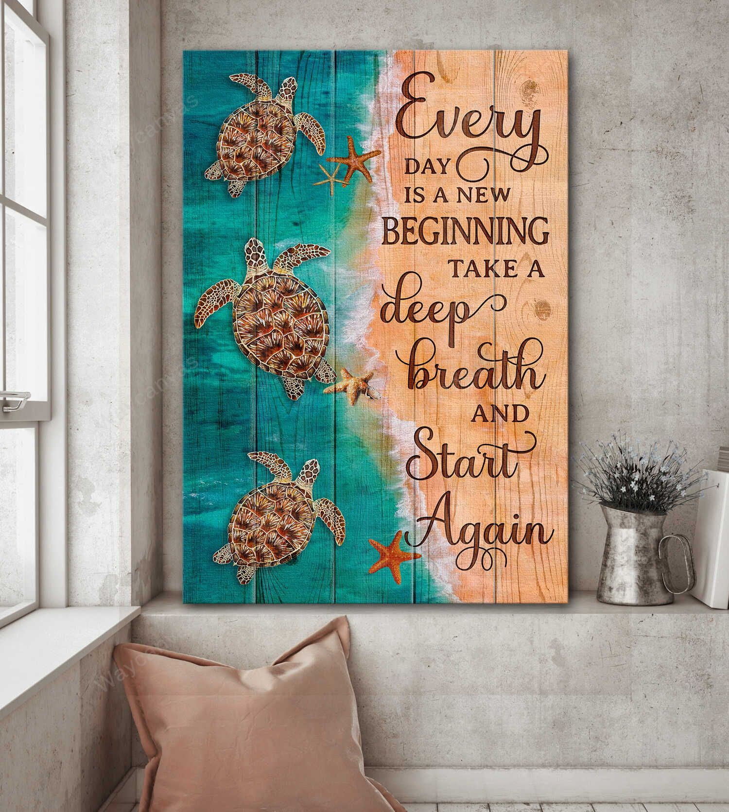 Sea Turtle Painting, Starfish, Blue Ocean, Beautiful Beach, Everyday Is ...