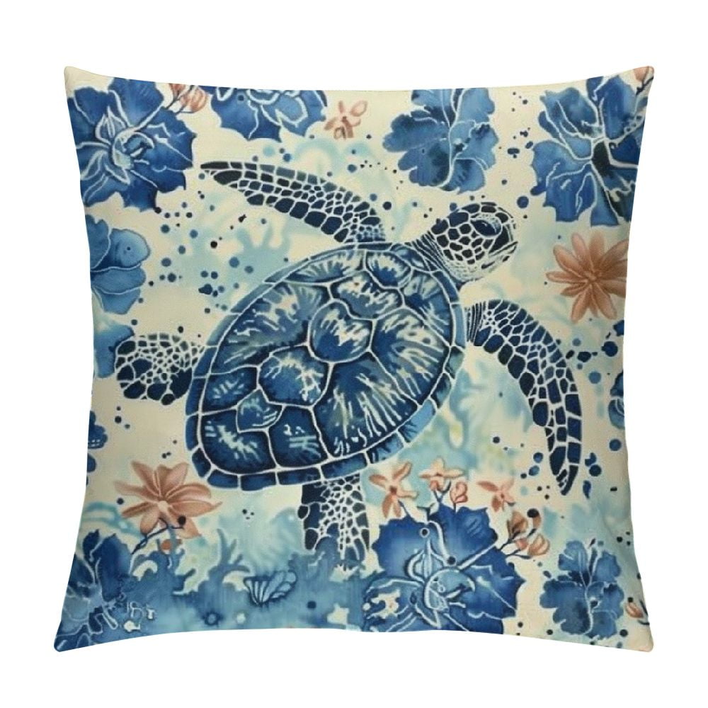 Sea Turtle Pattern Design in Blues and Whites, A Sea Turtle Throw ...