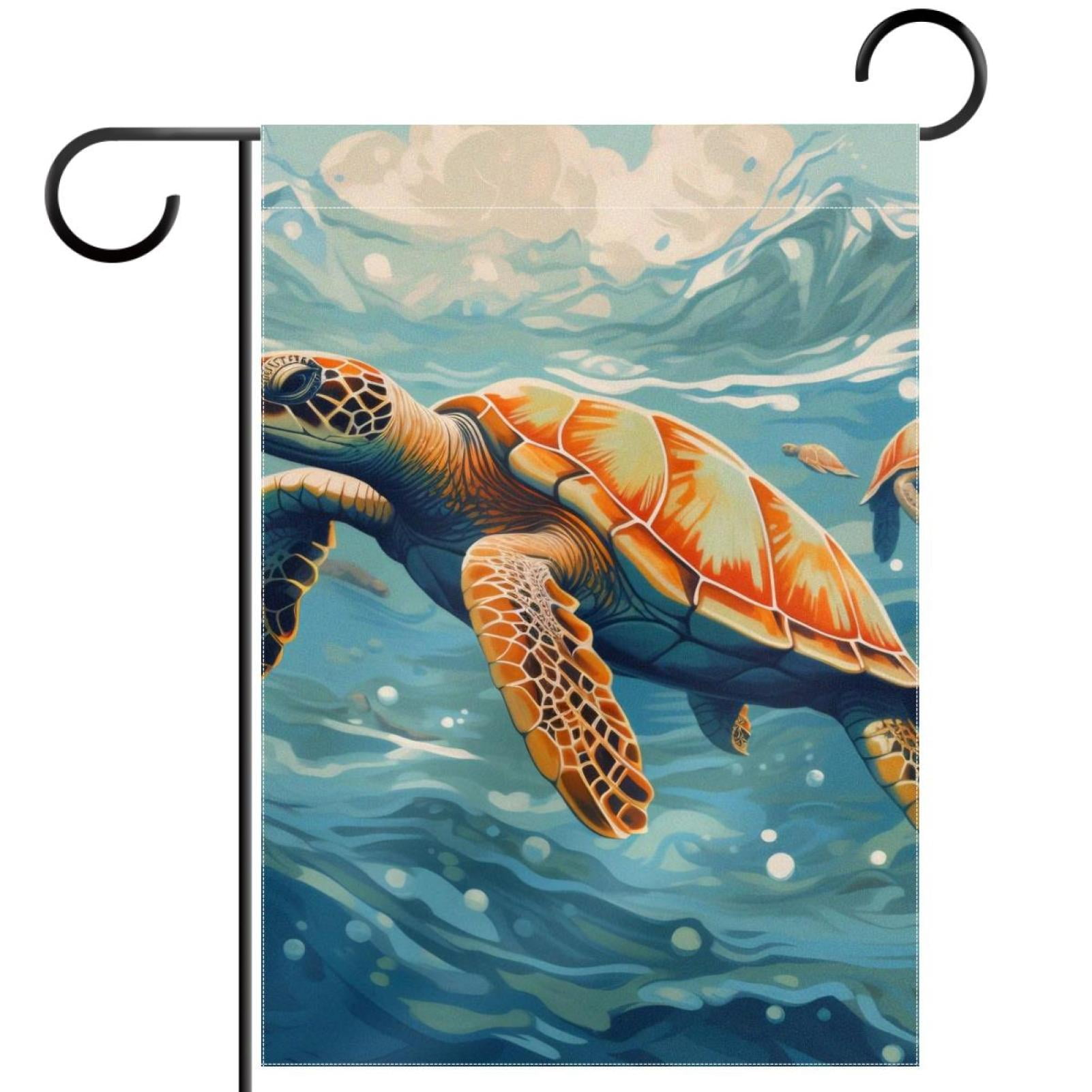 Sea Turtle Pattern Garden Flag Double Sided House Flag for Outdoor Home ...
