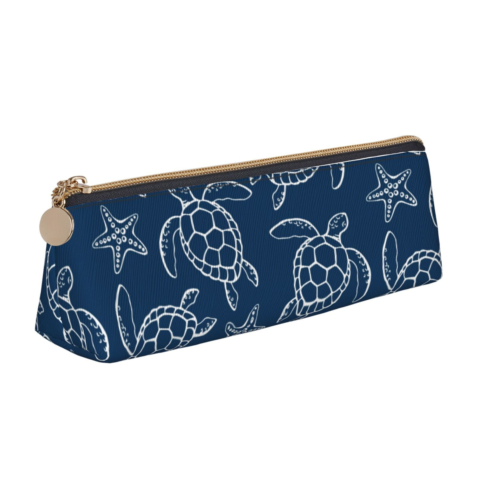 Sea Turtle Pencil Case Leather Pen Pouch Storage Bag With Zipper For ...
