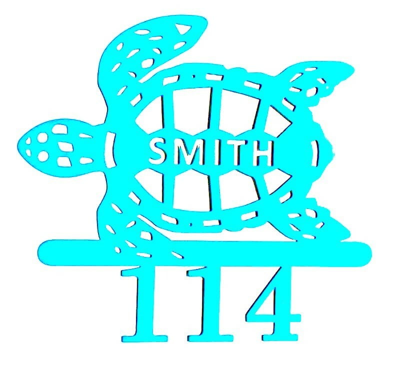 Sea Turtle Personalized Metal Address Sign Custom Beach House Nautical ...