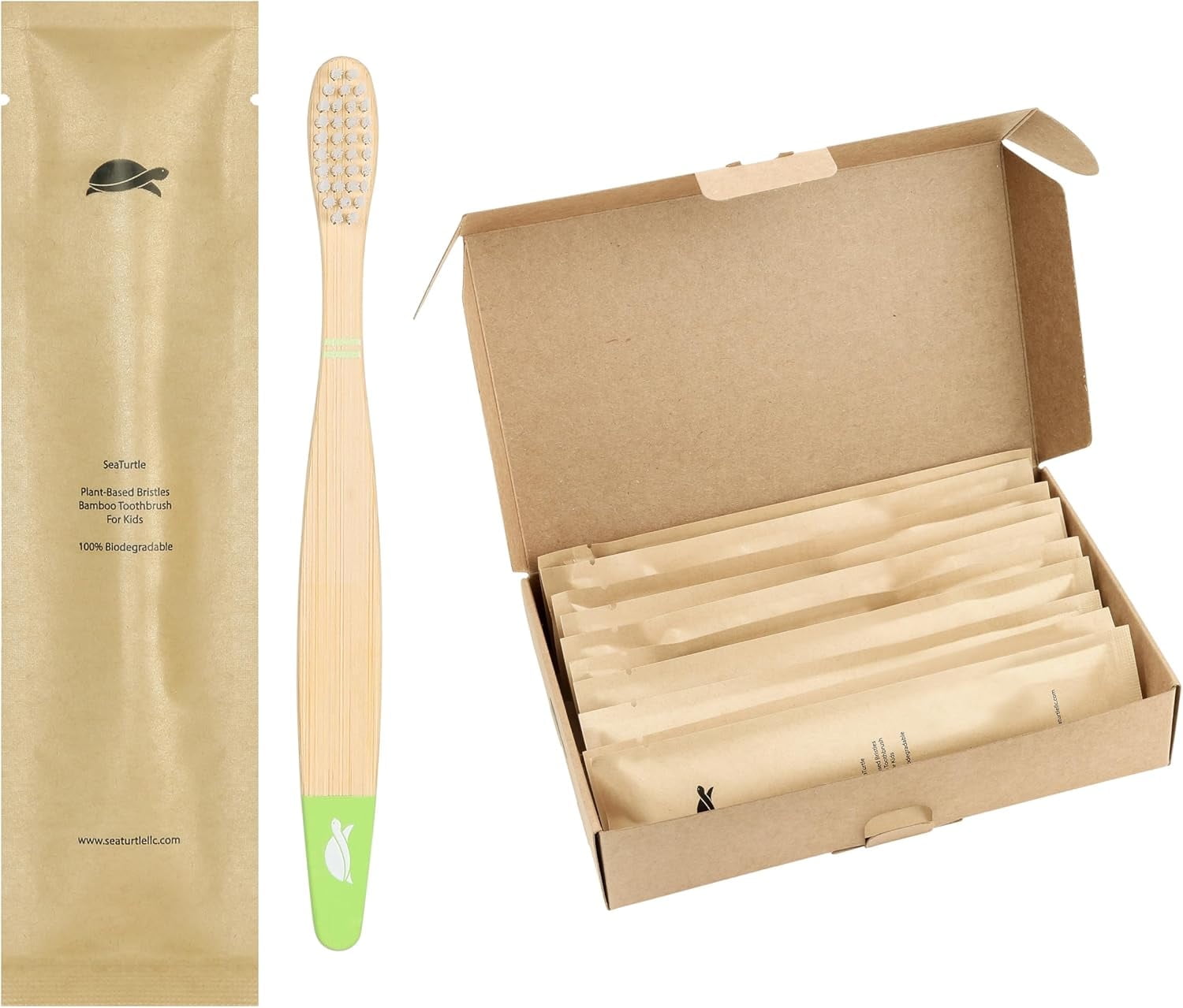 Sea Turtle Plant Based Bristle Bamboo Toothbrush, Individually Sealed ...