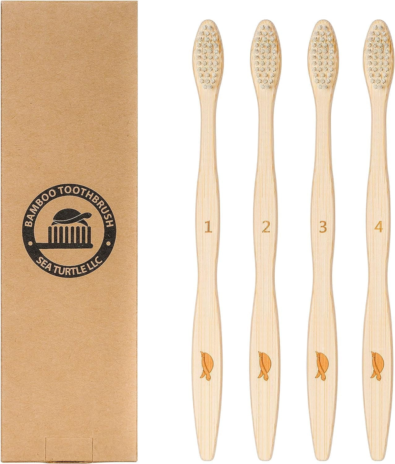 Seaturtle Sea Turtle Bamboo Toothbrush for Adults 4 Pack - Walmart.com