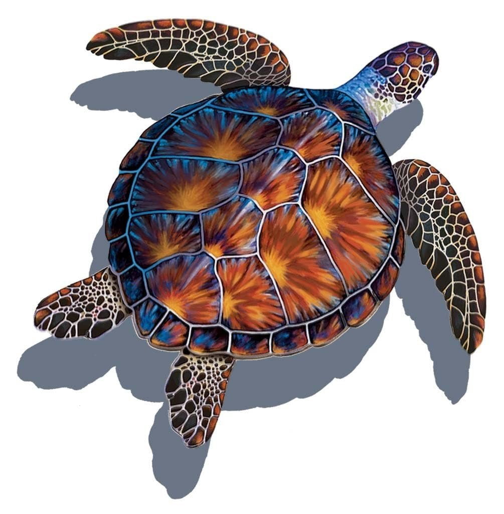 Sea Turtle Porcelain Swimming Pool Mosaic 11" x 11" with Shadow, Brown ...