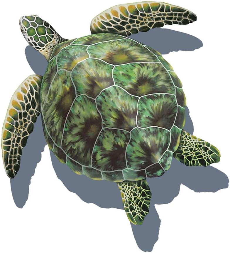 Sea Turtle Porcelain Swimming Pool Mosaic (11" x 11" with Shadow, Green ...