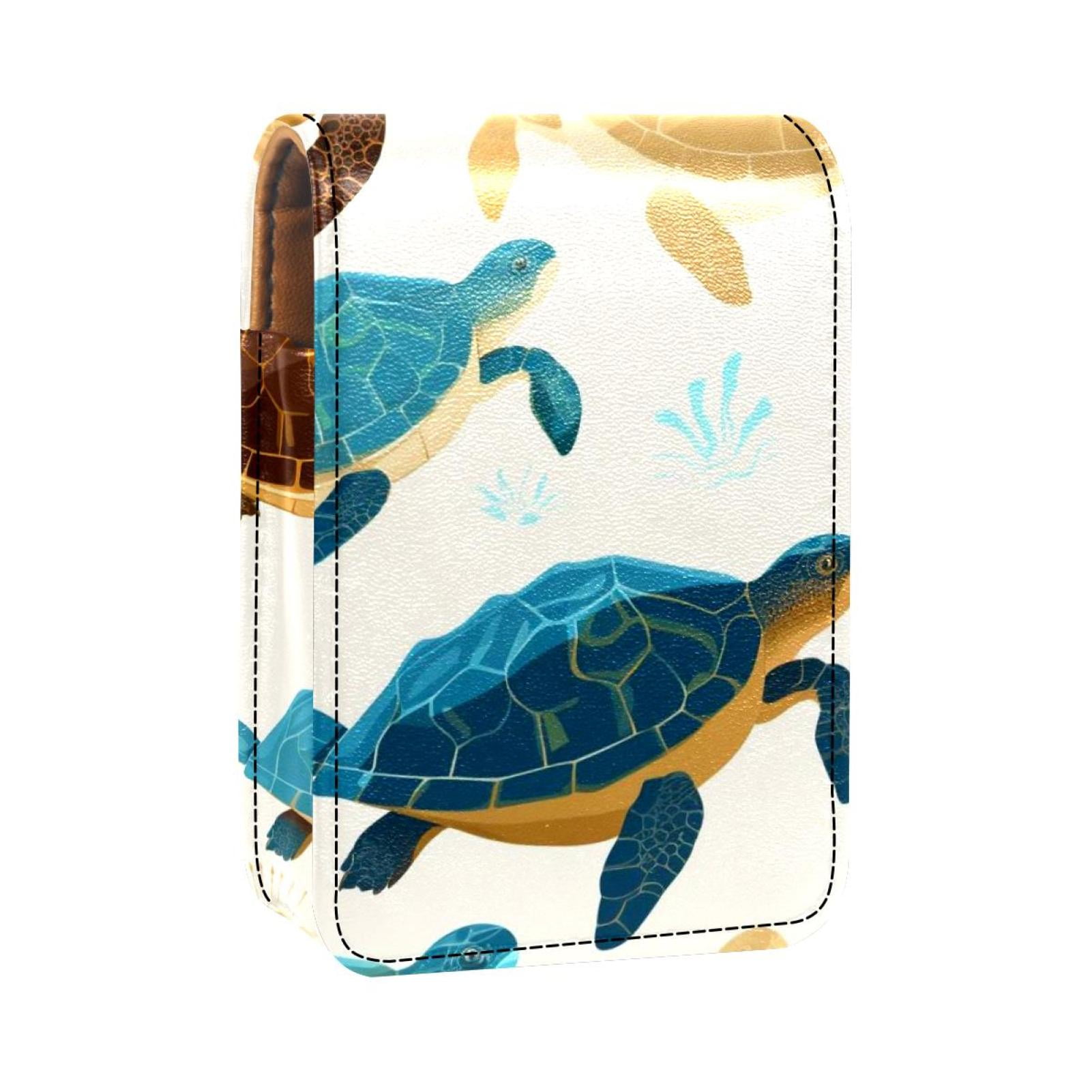 Sea Turtle Portable Lipstick Case with Mirror, Compact Lipstick Wallet ...