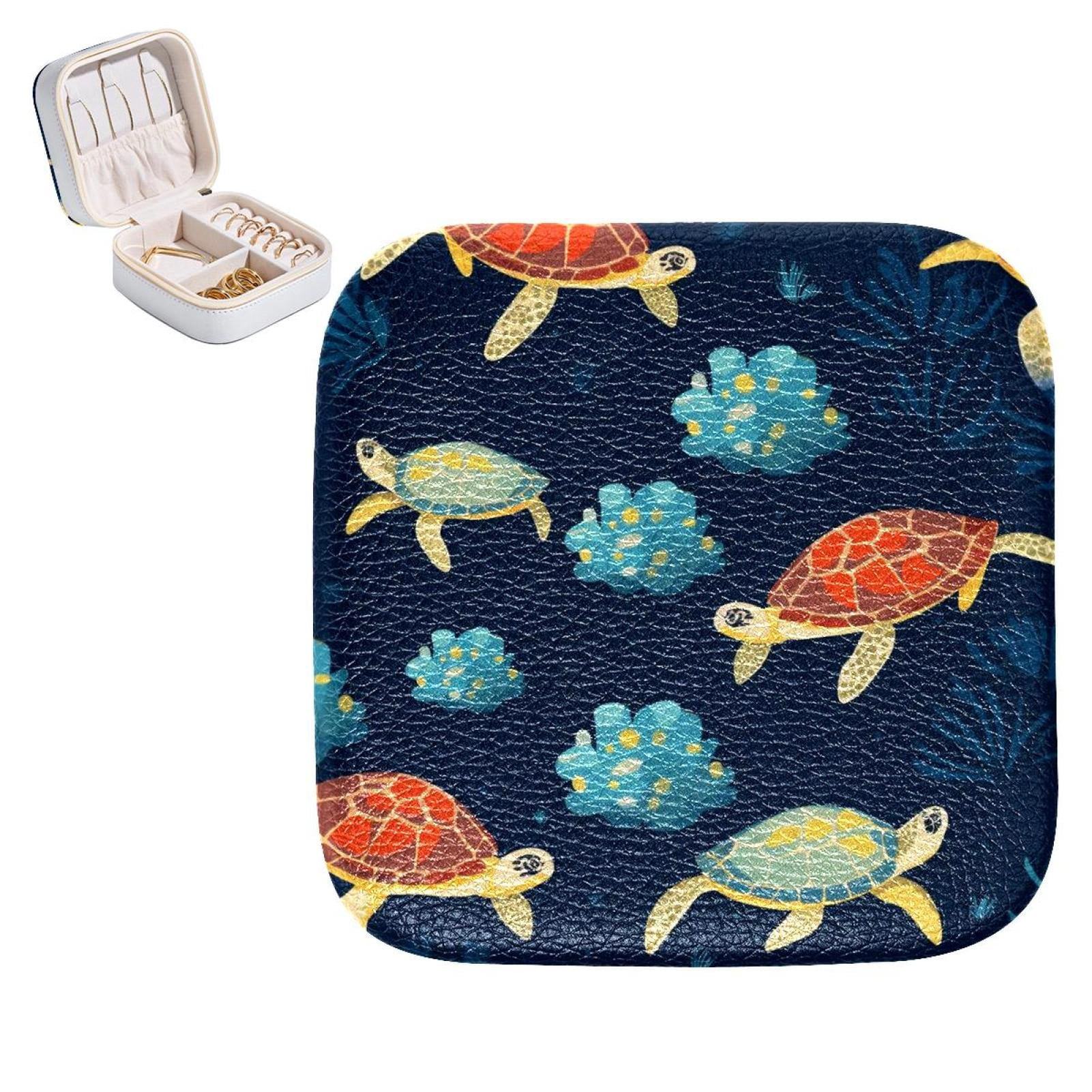 Sea Turtle Portable Square Jewelry Box, Earring Necklace Bracelet ...