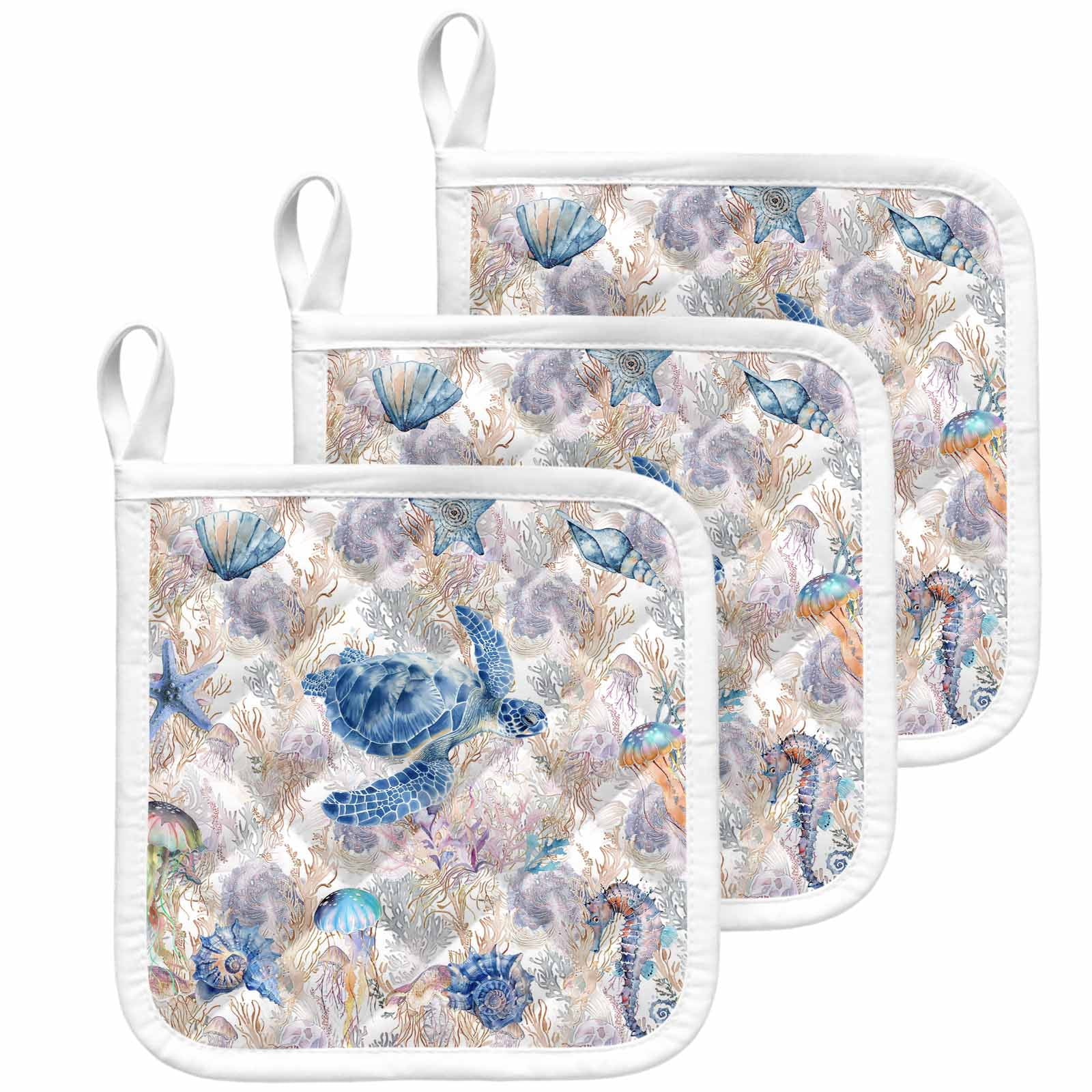 Sea Turtle Pot Holders for Kitchen Heatproof Potholder, 3 Pack Summer ...