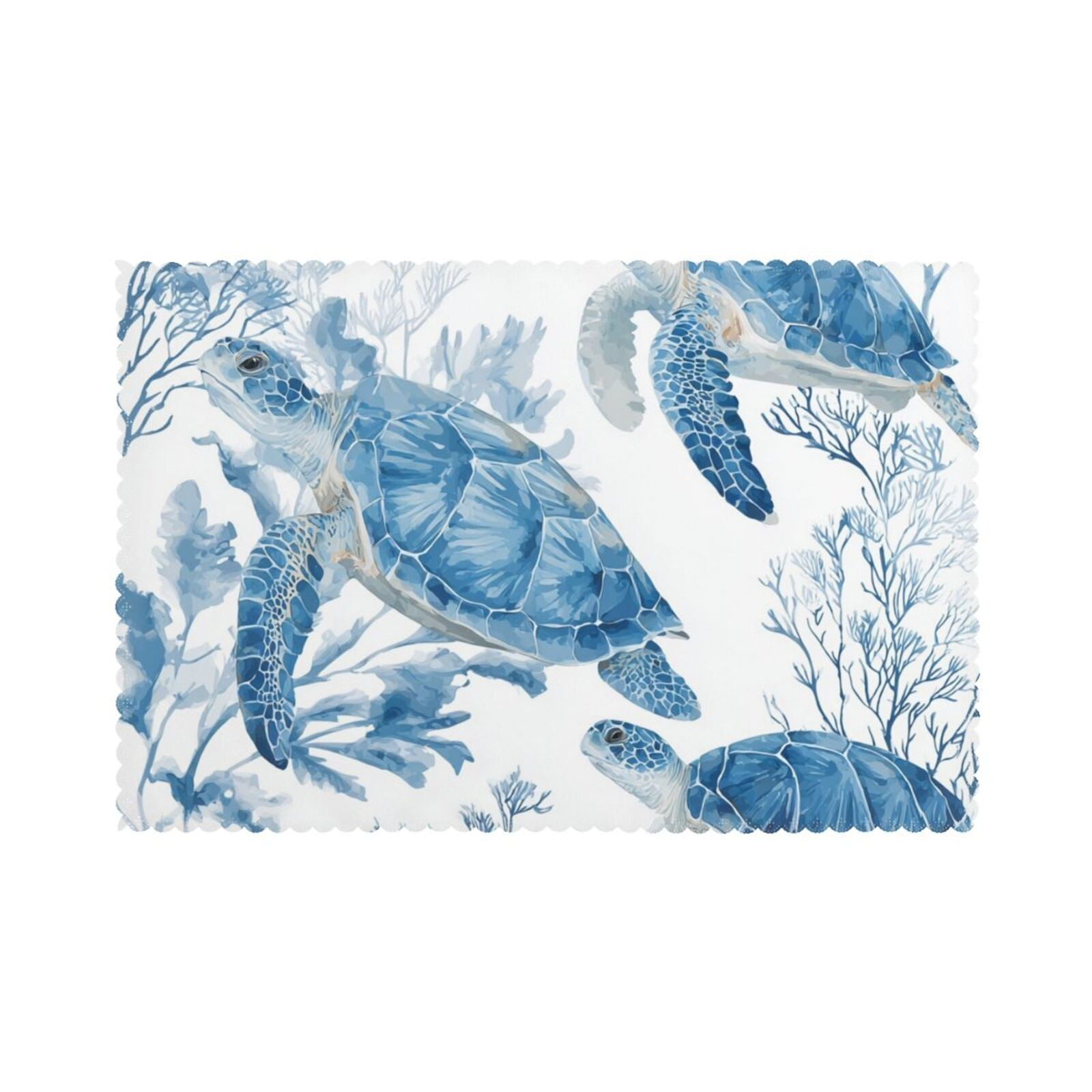 Sea Turtle Print Placemats Set of 6, 12x18 Inch Table Mats for Party ...