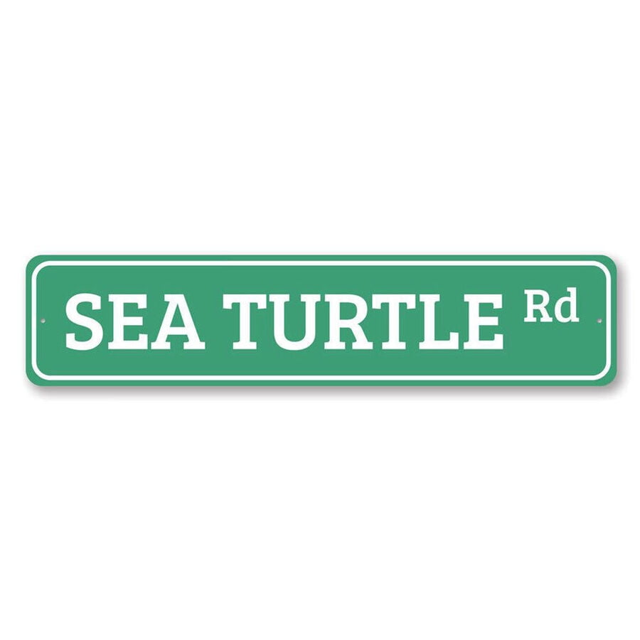 Sea Turtle Rd Sign Beach Street Sign Ocean Lover Metal Decor Sign Size ...