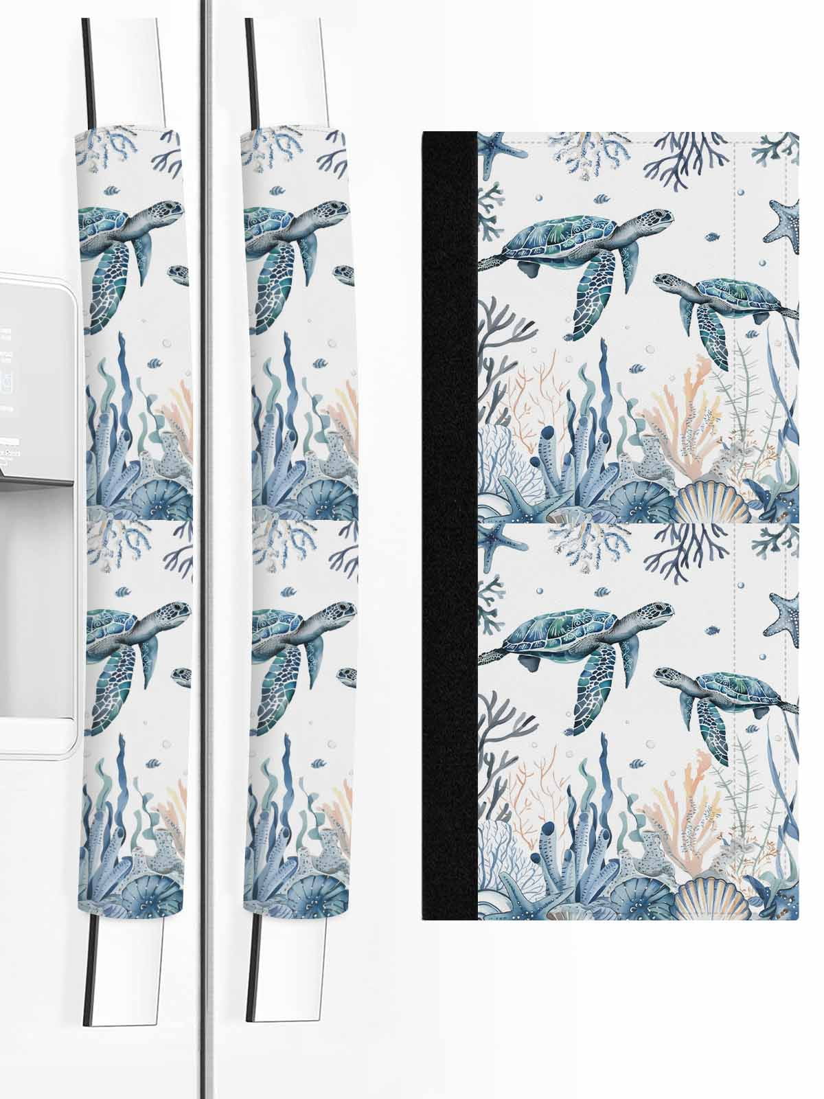 Sea Turtle Refrigerator Door Handle Covers Set of 2, Ocean Coastal ...